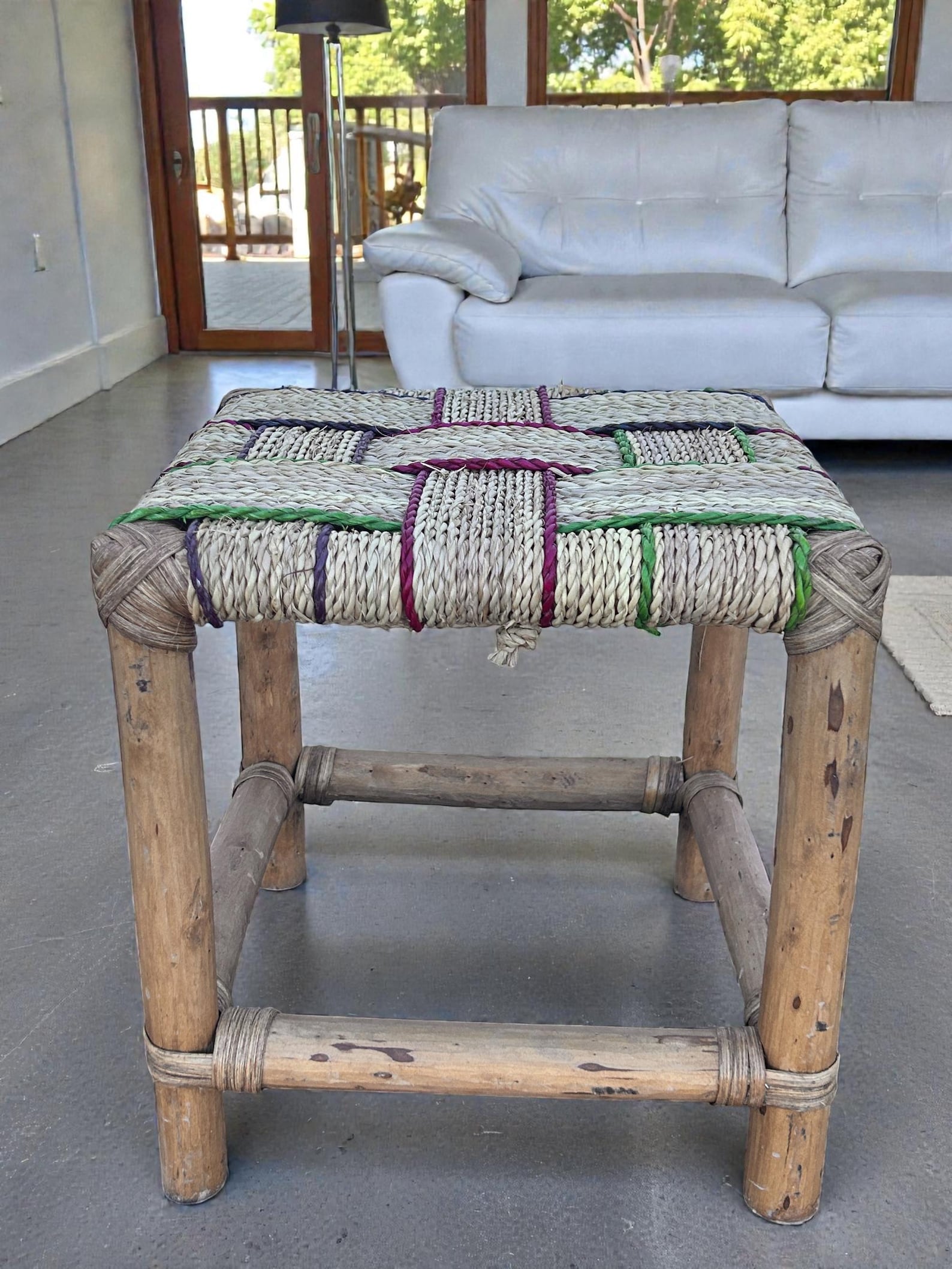 Small Moroccan Wooden Stool – Wooden Seat With Natural Weave - Etsy