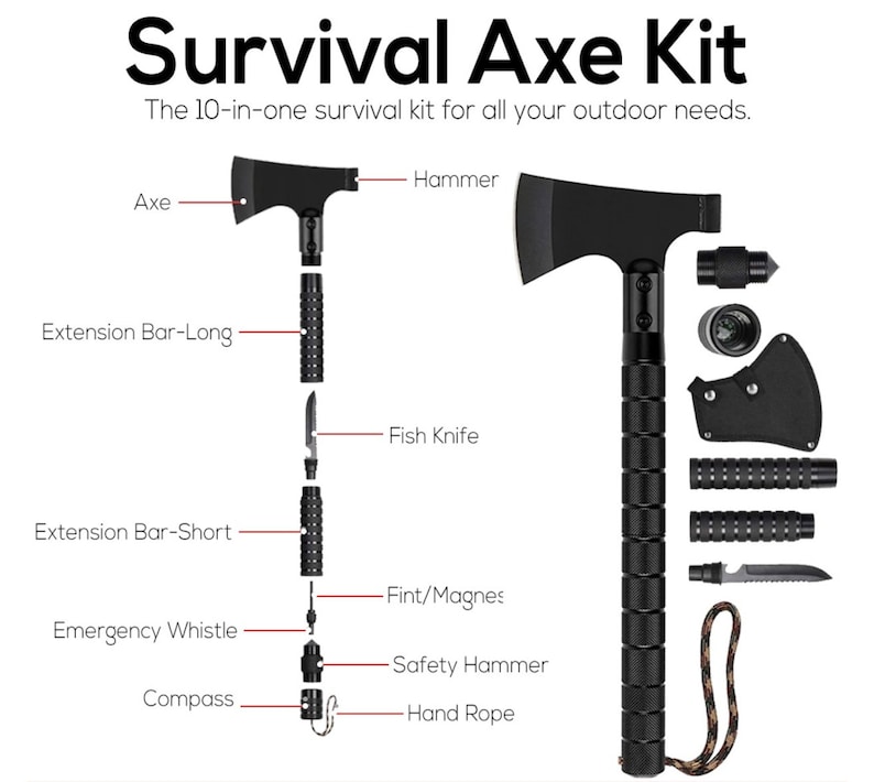 Survival Kit Camping Survival Kit, Foldable Portable Survival Hatchet ...