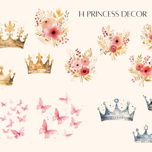 Pink Princess Clipart Watercolor Cute Princess and Knight - Etsy