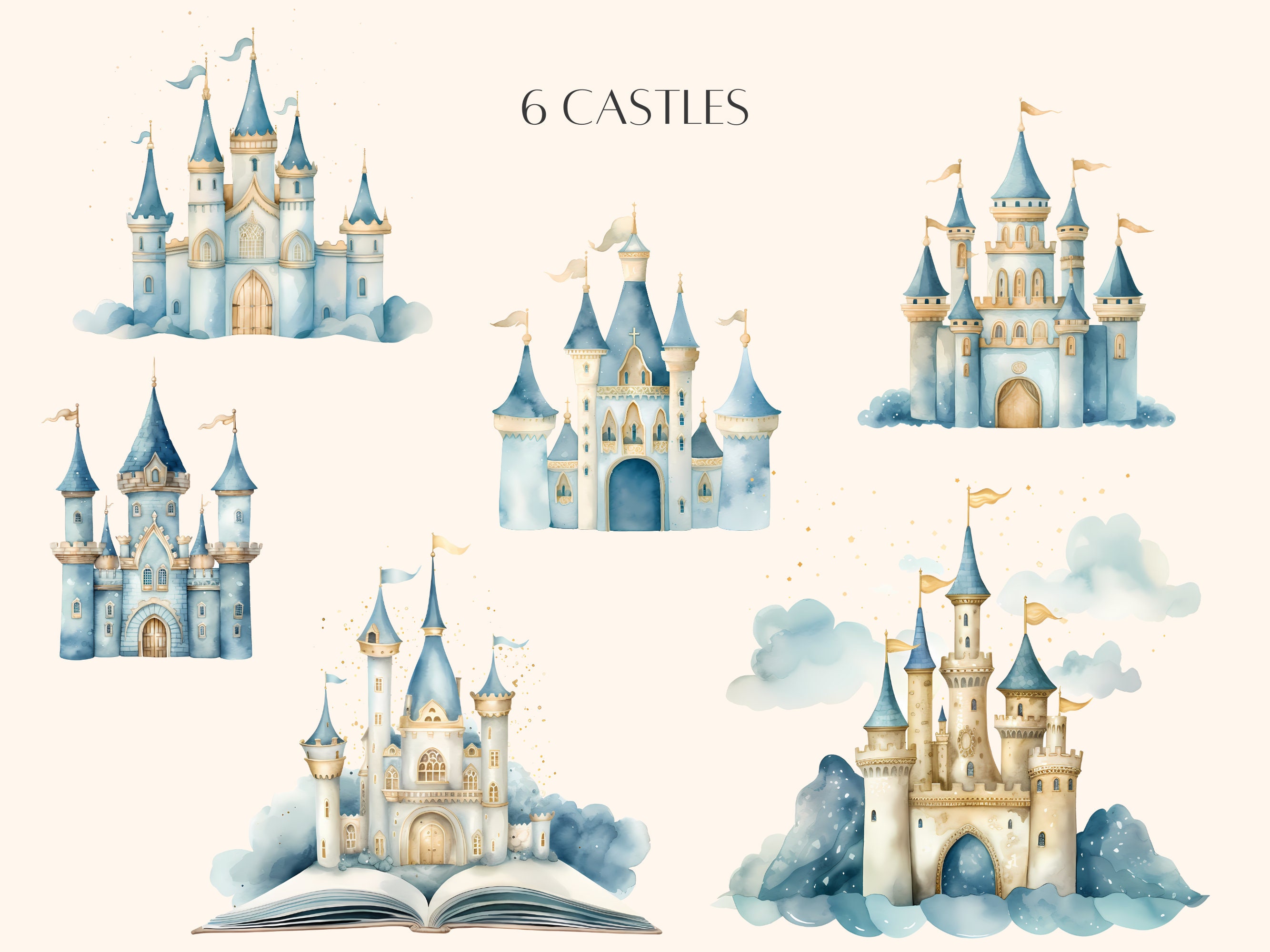 Blue Princess Clipart Watercolor Cinderella Cute Princess Carriage ...