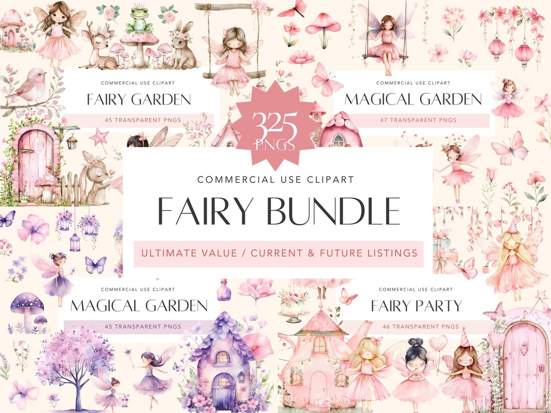 Fairy Clipart Bundle Ultimate Magic Fairy Garden Clipart First Birthday ...