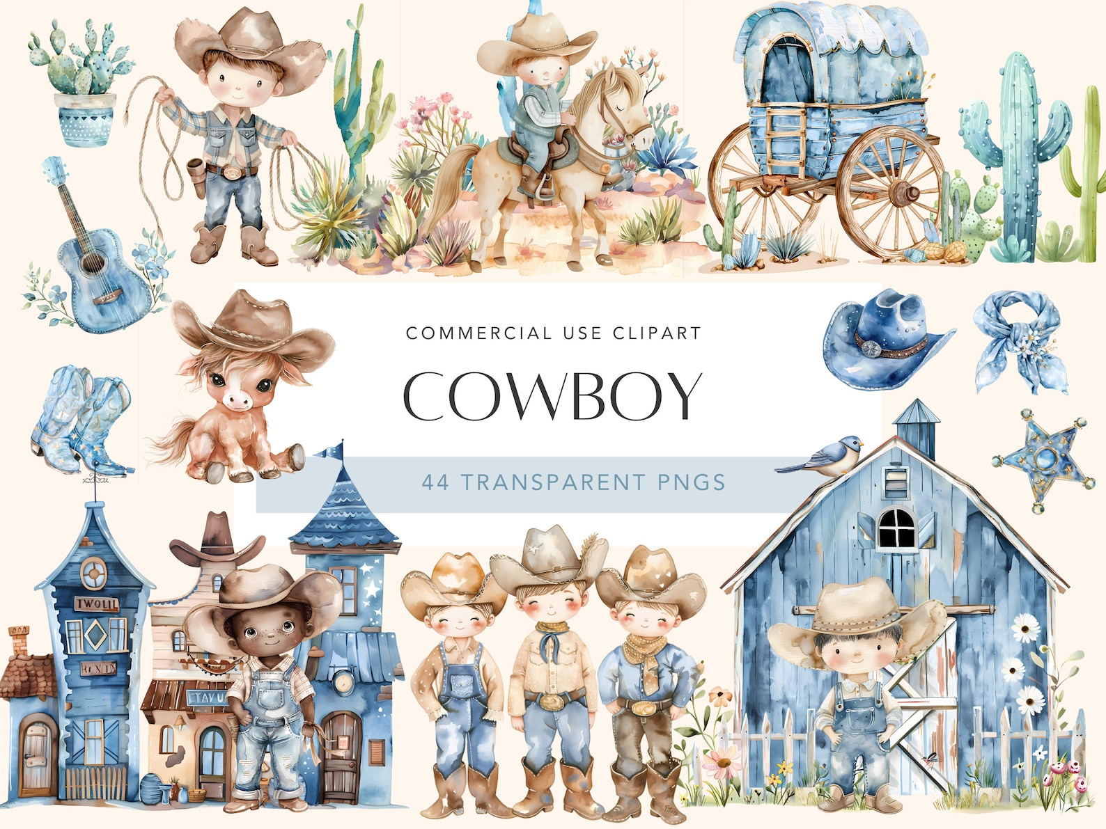 Cute Cowboy Clipart Baby Cowboy PNG Wild West Clipart Baby Western ...