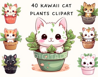Watercolor Kawaii House Plant Clipart Kawaii Plants Clipart Cute House ...