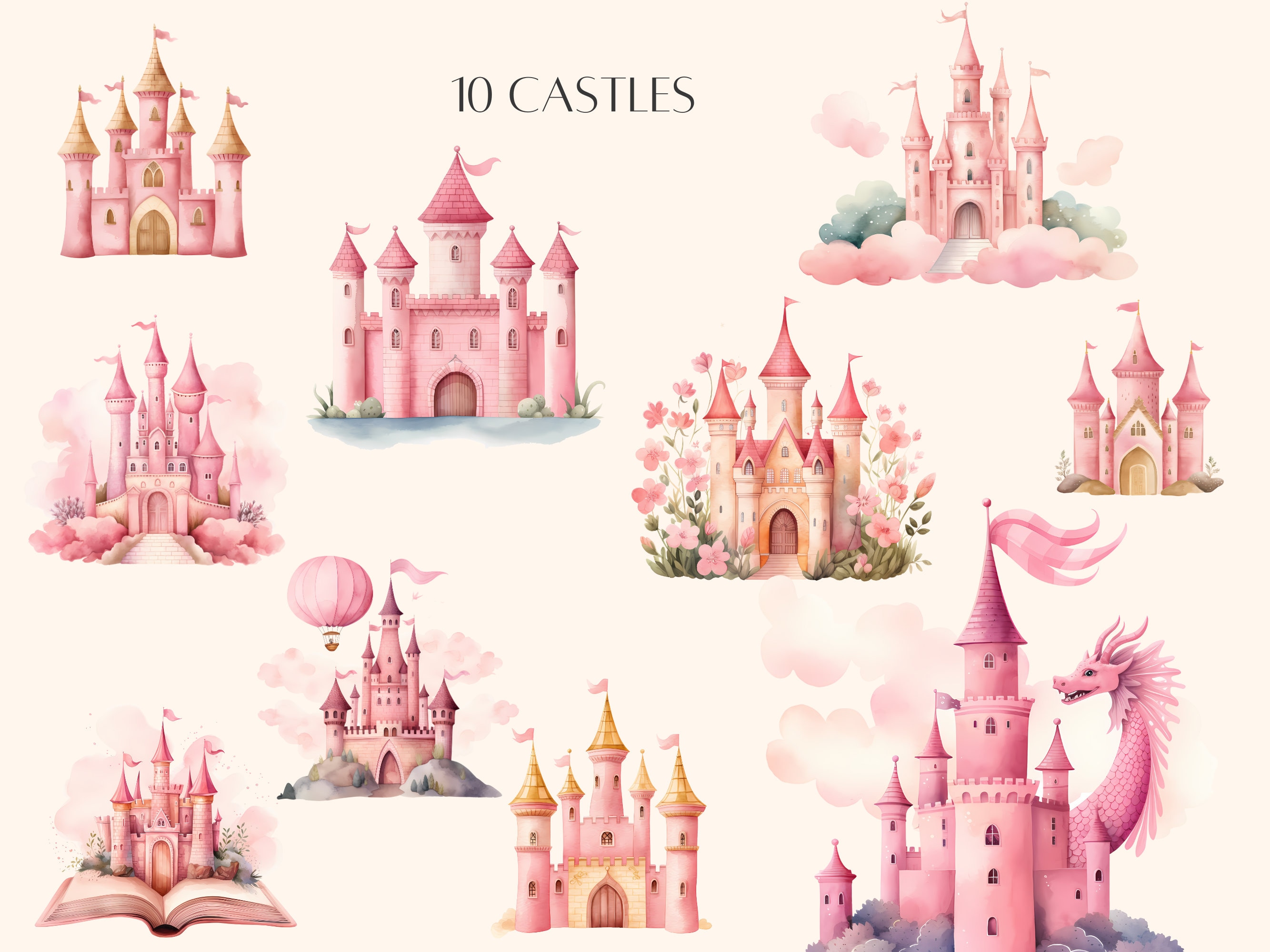 Pink Princess Clipart Watercolor Cute Princess and Knight Carriage ...