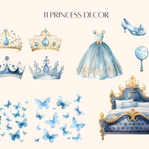 Blue Princess Clipart Watercolor Cinderella Cute Princess Carriage ...