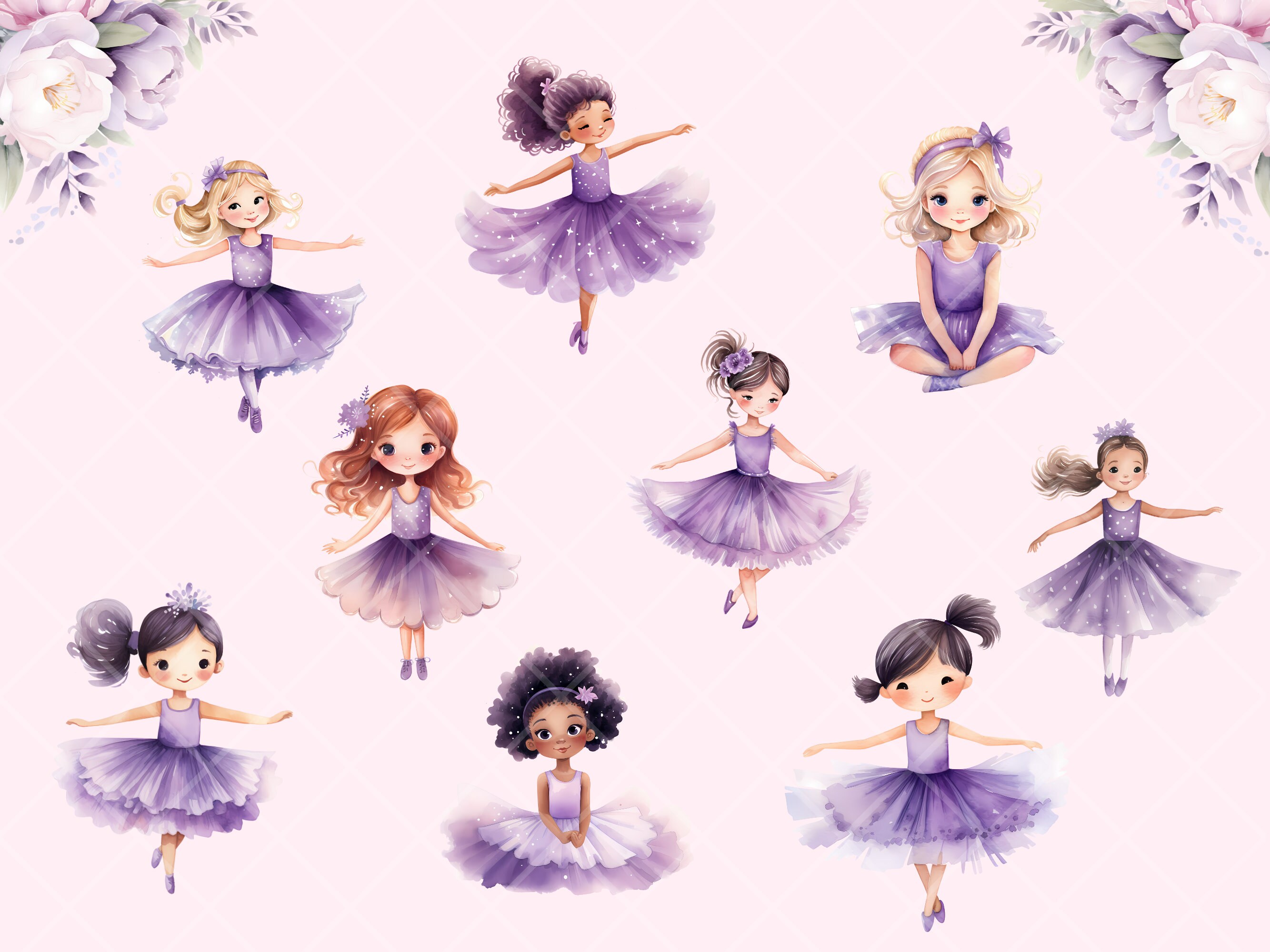 Purple Ballerina Clipart Swan Lake Clipart Watercolor Ballerina Clipart ...