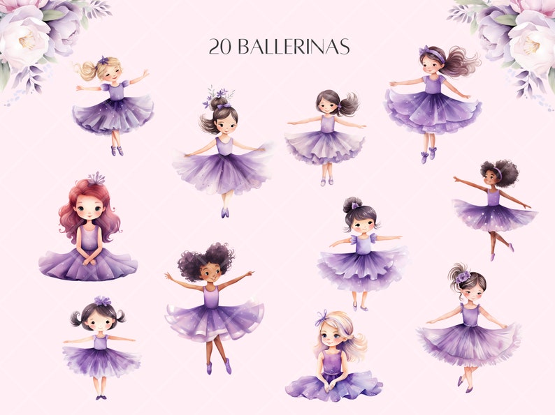Purple Ballerina Clipart Swan Lake Clipart Watercolor Ballerina Clipart ...