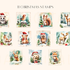 Woodland Christmas Clipart Watercolor Winter Clipart Woodland Animals ...