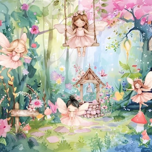 Watercolor Fairy Garden Clipart Cute Fairy Garden Clipart Enchanted ...