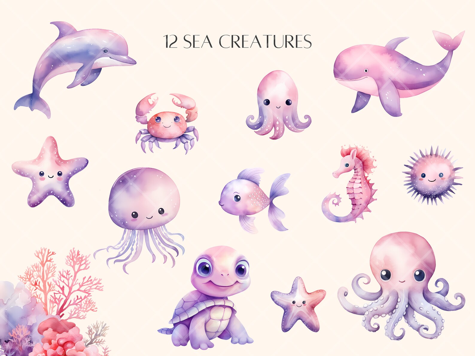 Watercolor Mermaid Birthday Clipart Pastel Mermaid Clipart - Etsy