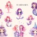 Watercolor Mermaid Birthday Clipart Pastel Mermaid Clipart - Etsy