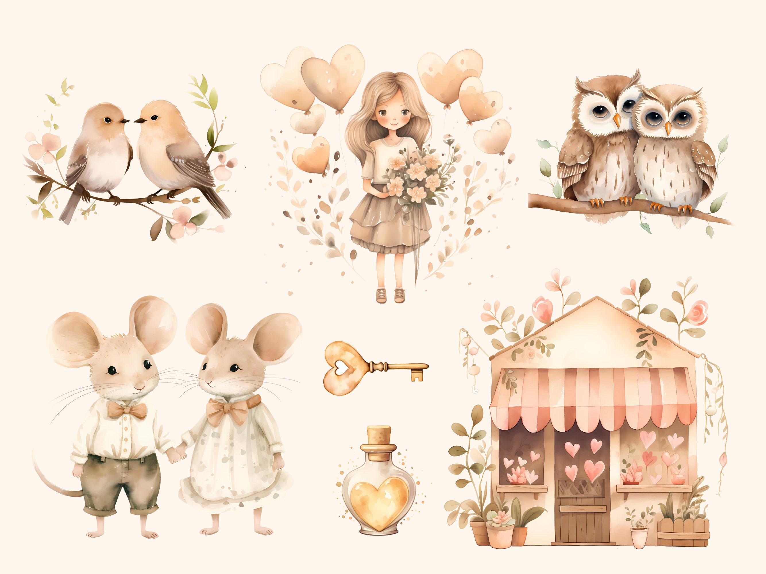 Watercolor Valentines Day Clipart Boho Valentines Day Clipart Valentine ...