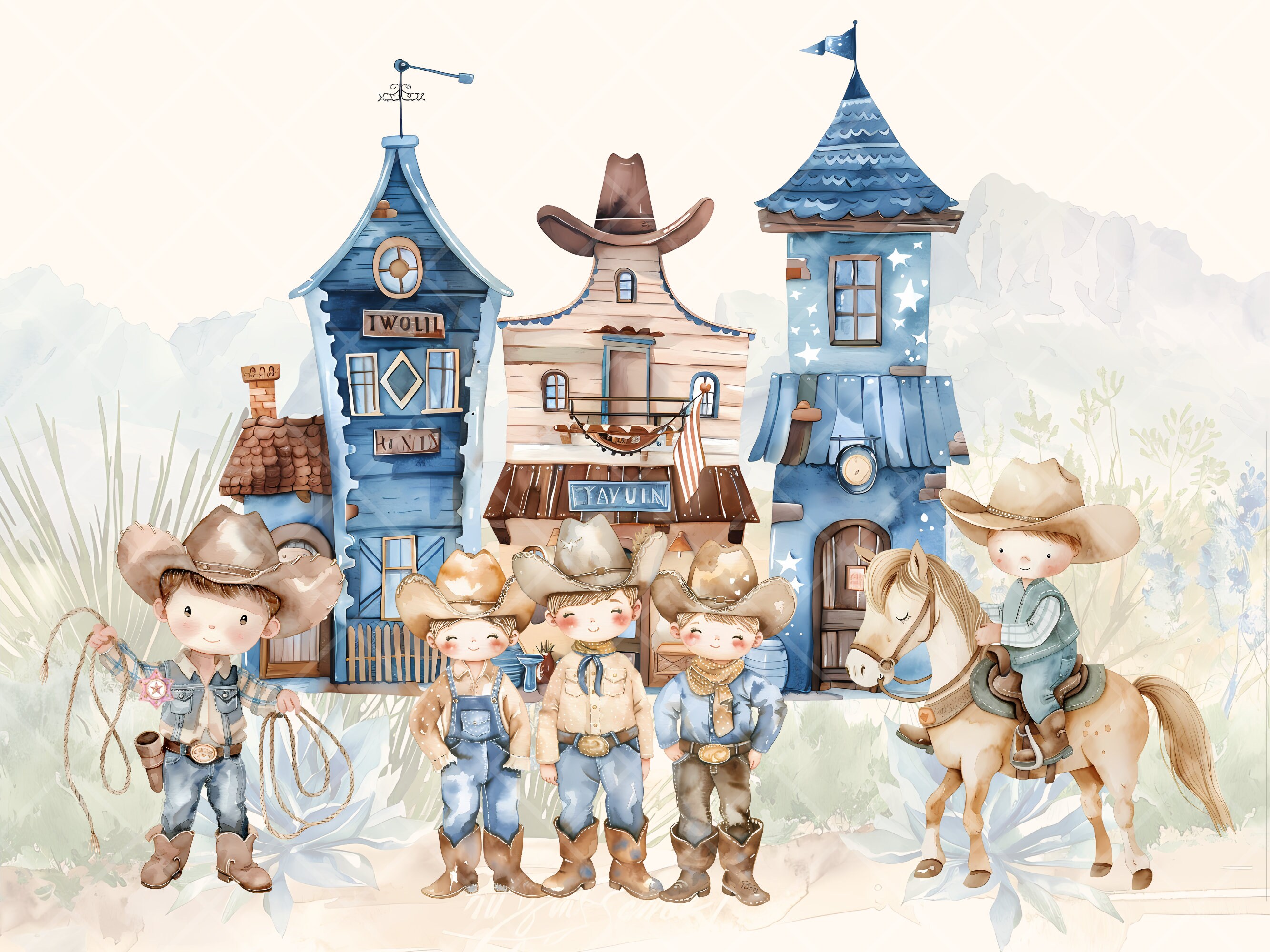 Cute Cowboy Clipart Baby Cowboy PNG Wild West Clipart Baby Western ...