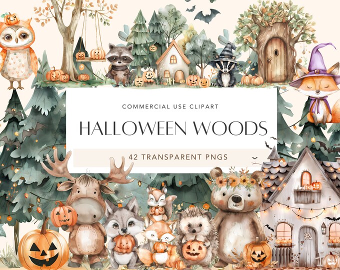 Halloween Woodland Clipart Woodland Fall Autumn Clipart Autumn Woodland ...