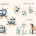 Blue Princess Clipart Watercolor Cinderella Cute Princess Carriage ...