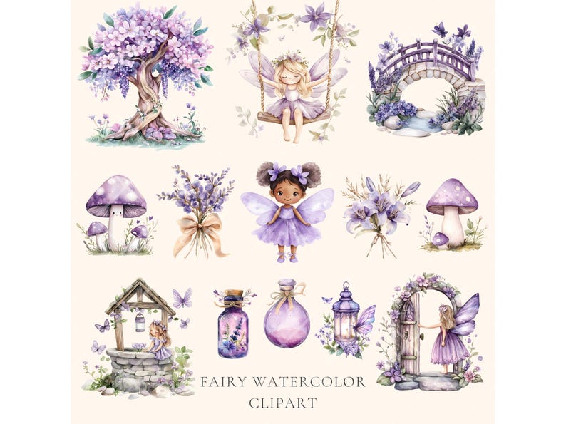 Watercolor Fairy Clipart Fairy Magical Garden Clipart Enchanted Forest ...