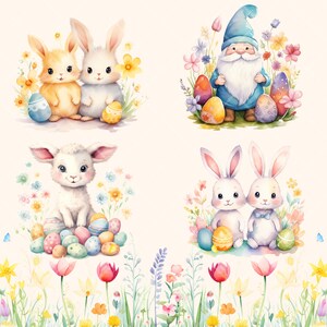 Watercolor Easter Clipart Bundle Pastel Rainbow Easter Spring Clipart ...