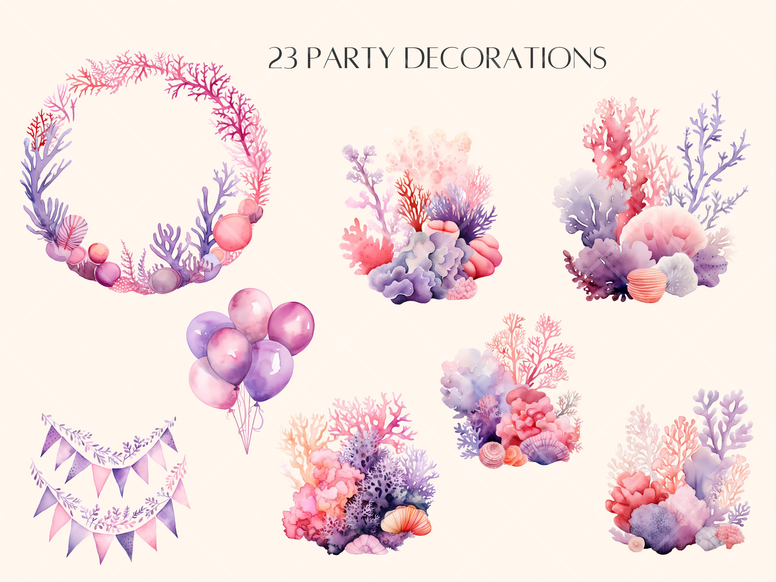 Watercolor Mermaid Birthday Clipart Pastel Mermaid Clipart - Etsy