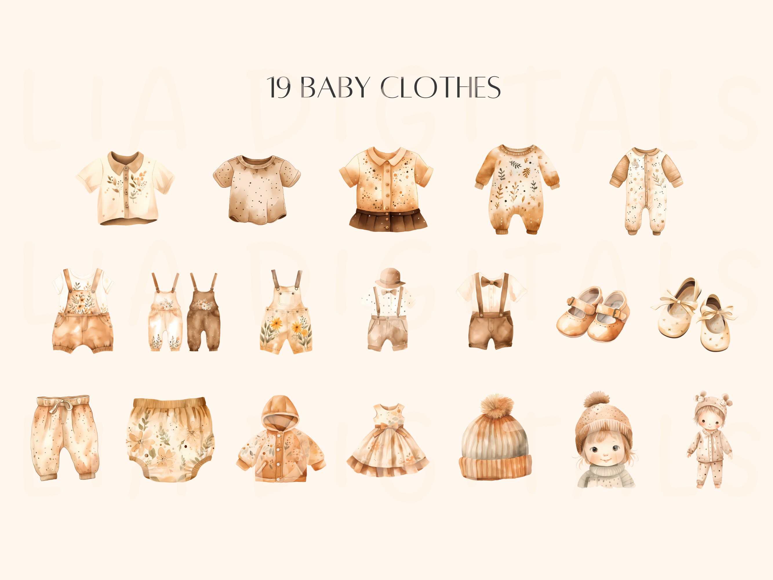 Watercolor Boho Nursery Baby Clipart Bundle Cute Nursery Newborn Baby ...