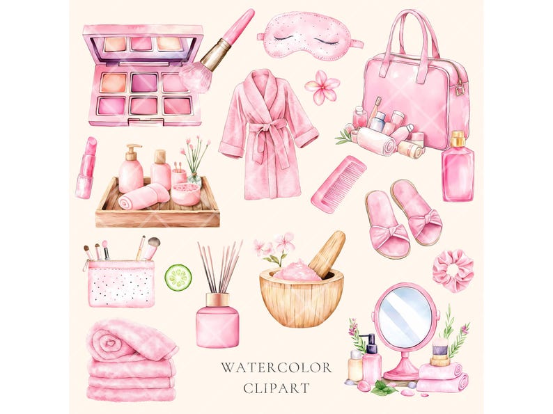 Watercolor Spa Clipart Spa Party Clipart Spa Girls Kids Birthday ...