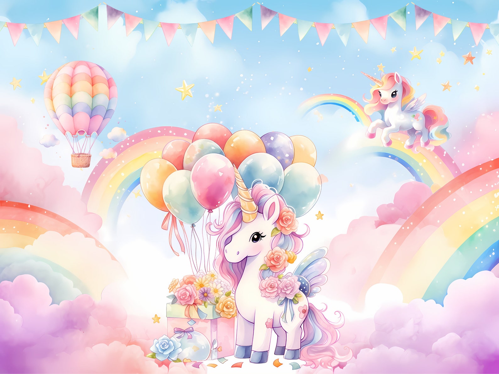 Cute Unicorn Clipart Rainbow Birthday Unicorn PNG Magic Unicorn Clipart ...
