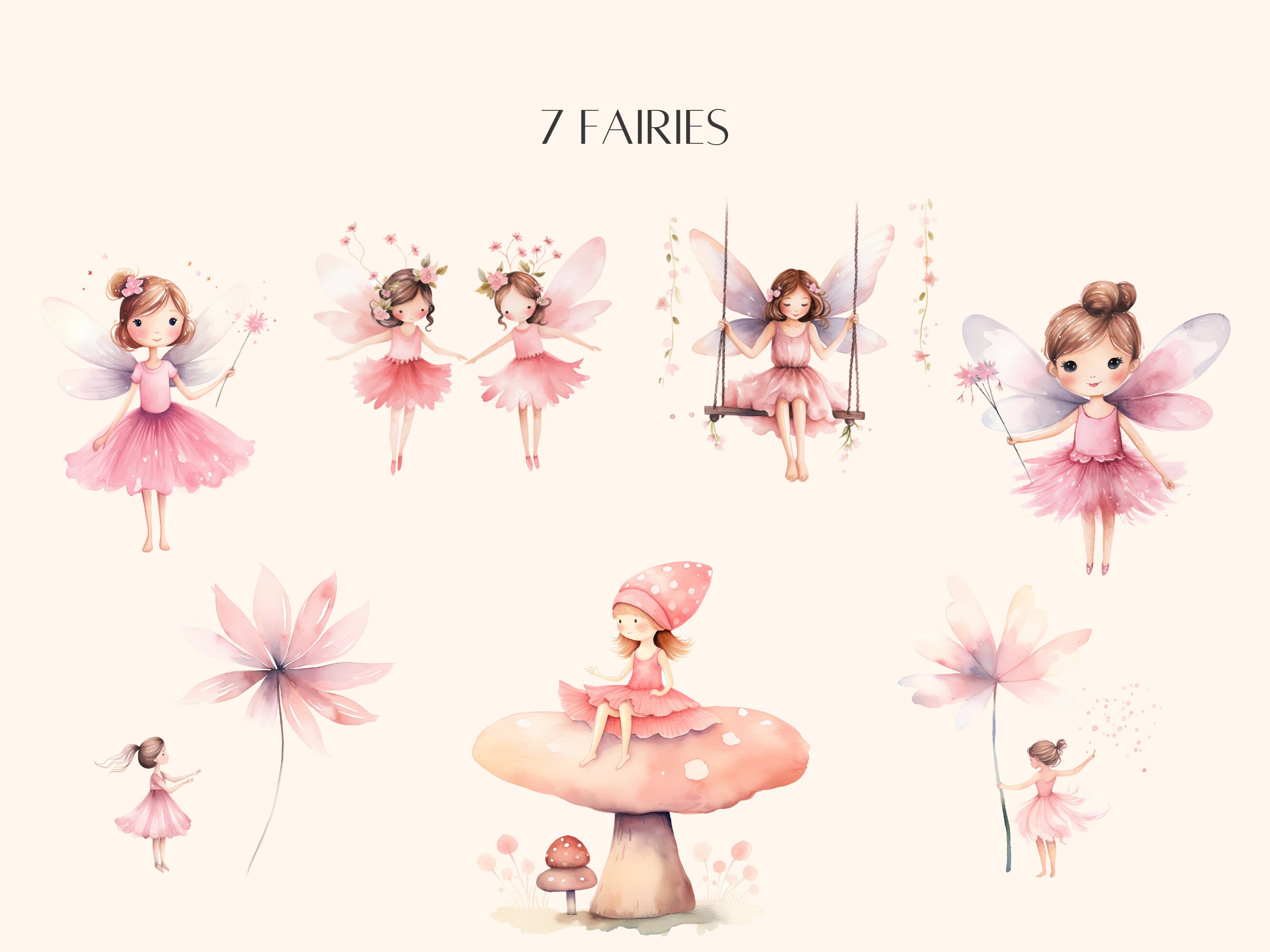 Watercolor Fairy Magical Garden Clipart Cute Fairy Garden Clipart ...