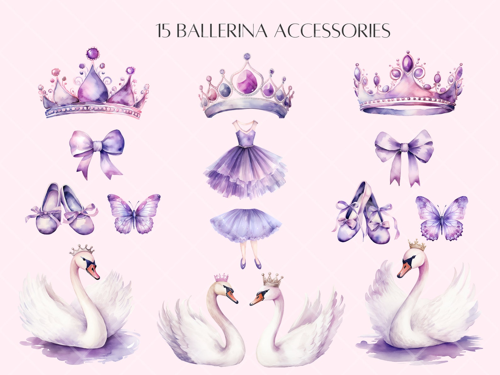 Purple Ballerina Clipart Swan Lake Clipart Watercolor Ballerina Clipart ...