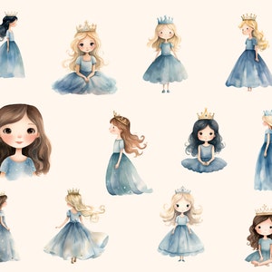 Blue Princess Clipart Watercolor Cinderella Cute Princess Carriage ...