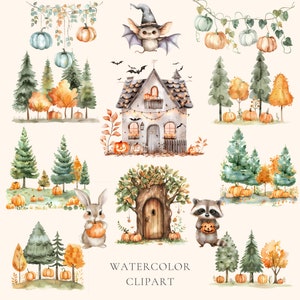 Halloween Woodland Clipart Woodland Fall Autumn Clipart Autumn Woodland ...