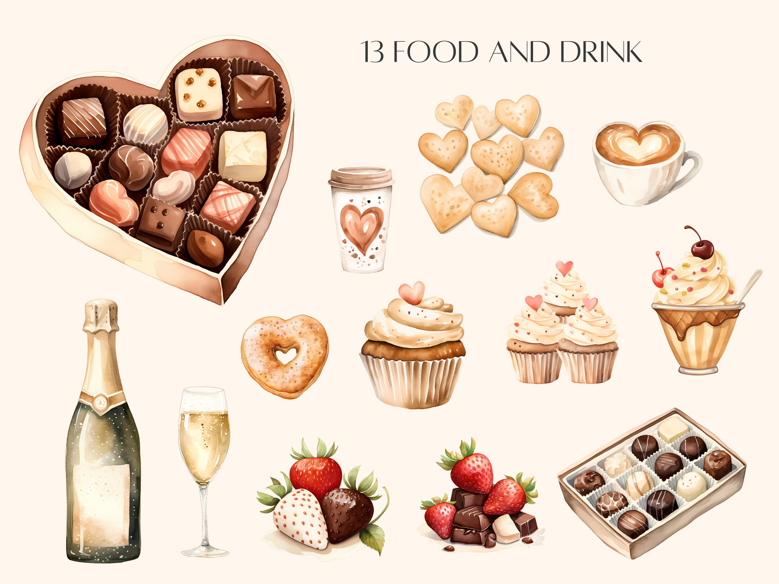 Watercolor Valentines Day Clipart Boho Valentines Day Clipart Valentine ...