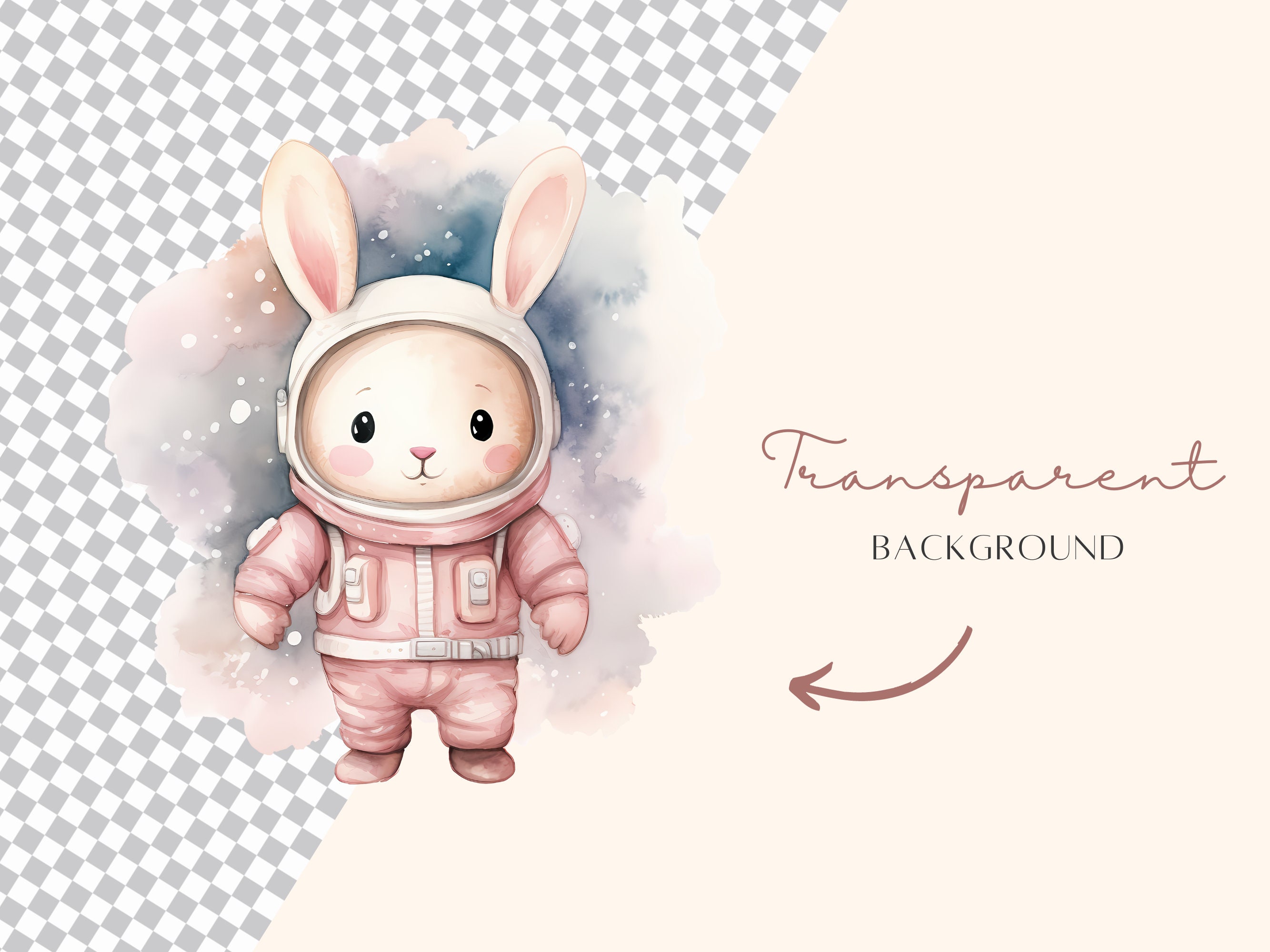 Watercolor Bunny Clipart for Girl Watercolor Baby Shower Clipart Baby ...