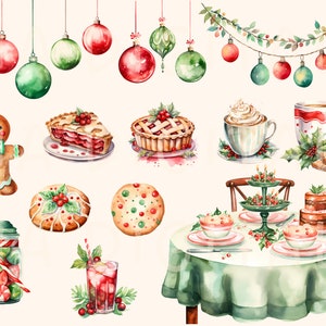 Watercolor Christmas Clipart Set Classic Christmas Clipart Bundle Red ...