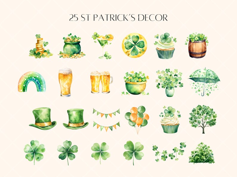Watercolor St Patricks Day Clipart Cute Saint Patrick's Day PNG ...