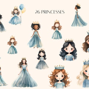 Blue Princess Clipart Watercolor Cinderella Cute Princess Carriage ...