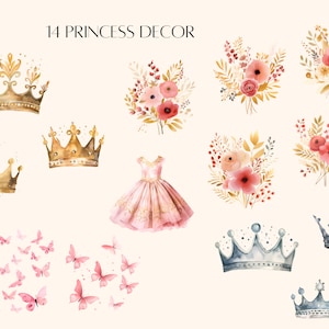 Pink Princess Clipart Watercolor Cute Princess and Knight Carriage ...