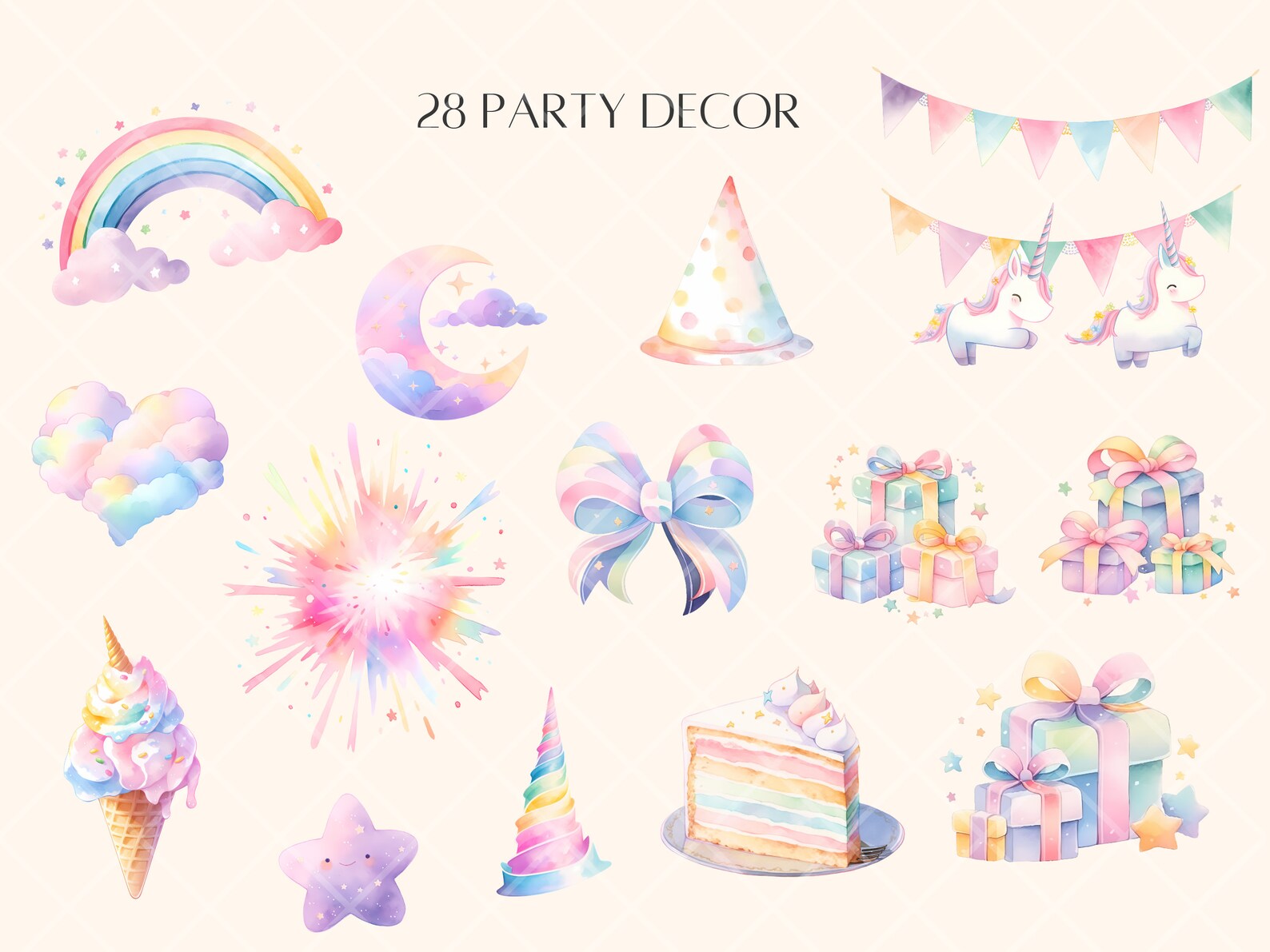 Cute Unicorn Clipart Rainbow Birthday Unicorn PNG Magic Unicorn Clipart ...