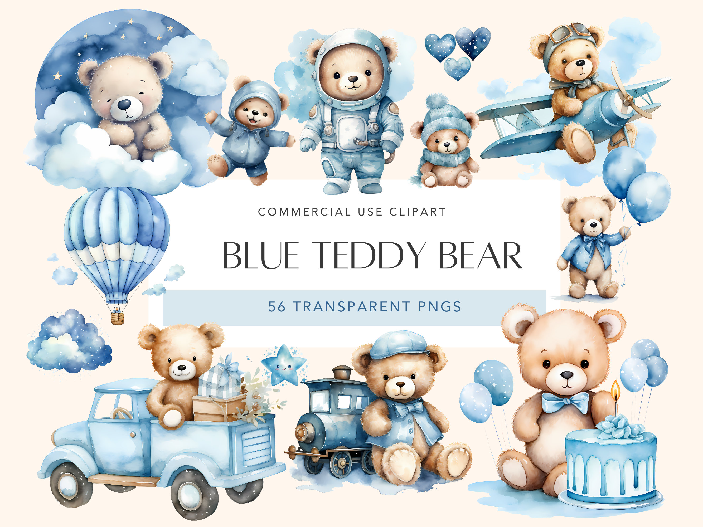 Blue Teddy Bear Clip Art