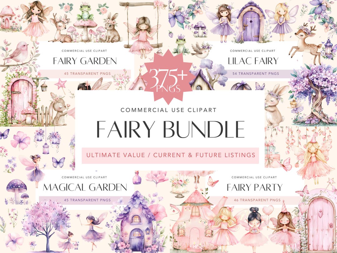 Fairy Clipart Bundle Ultimate Magic Fairy Garden Clipart First Birthday ...