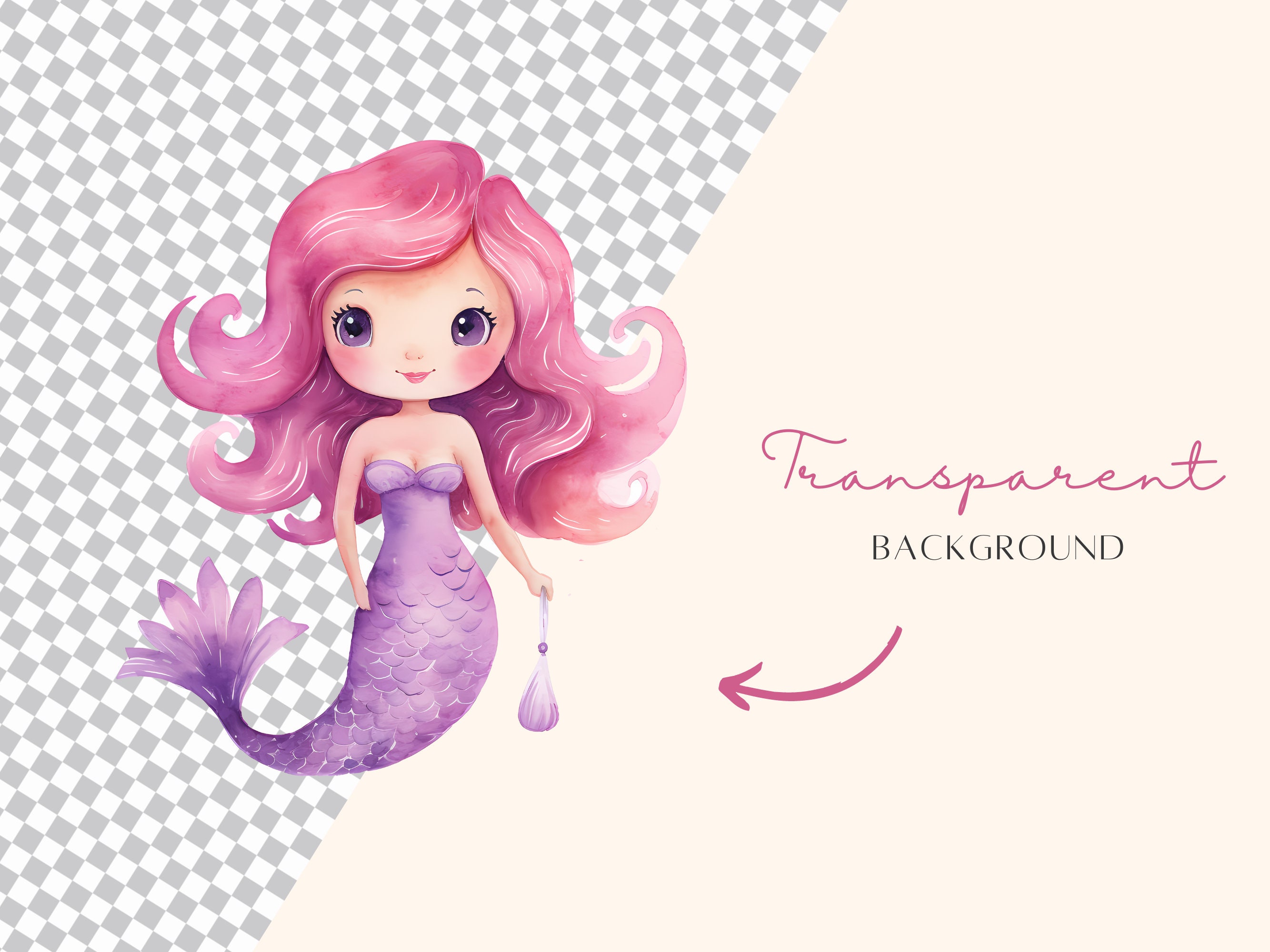 Watercolor Mermaid Birthday Clipart Pastel Mermaid Clipart - Etsy