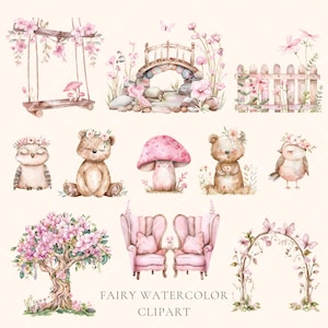 Watercolor Fairy Garden Clipart Cute Fairy Garden Clipart Enchanted ...