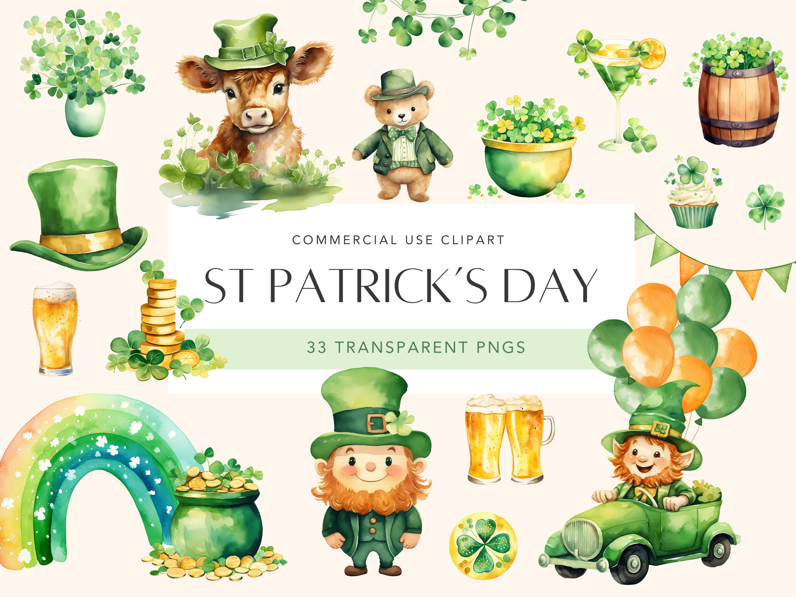 Watercolor St Patricks Day Clipart Cute Saint Patrick's Day PNG ...