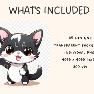 Cute Cat Clipart Kawaii Bundle for Animal Stickers Kawaii Clipart Wall ...