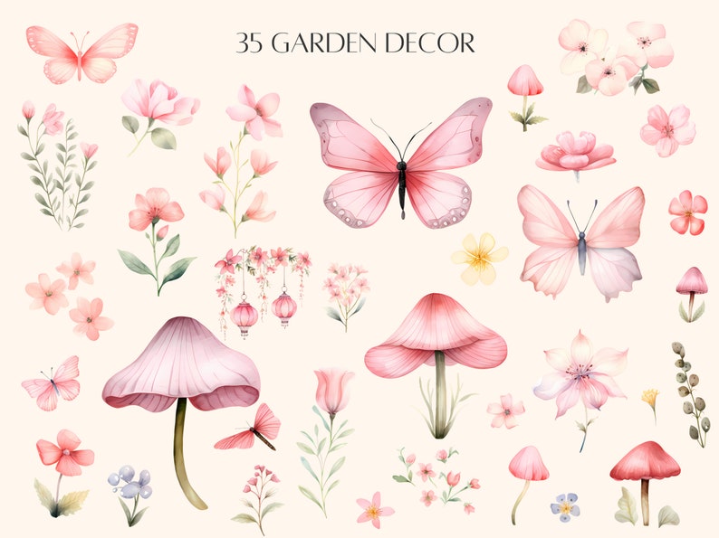 Watercolor Fairy Magical Garden Clipart Cute Fairy Garden Clipart ...