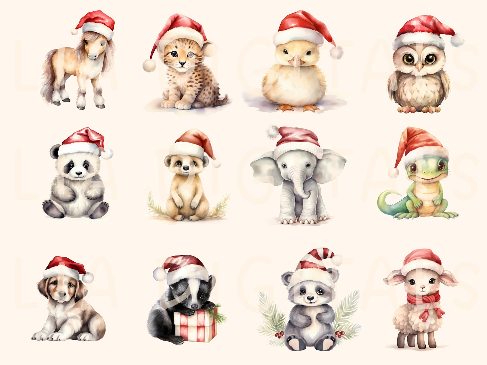 Christmas Animals Clipart Xmas Baby Animals Decor Winter Christmas ...