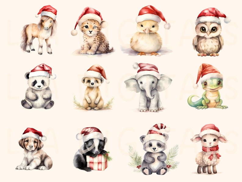Christmas Animals Clipart Xmas Baby Animals Decor Winter Christmas ...