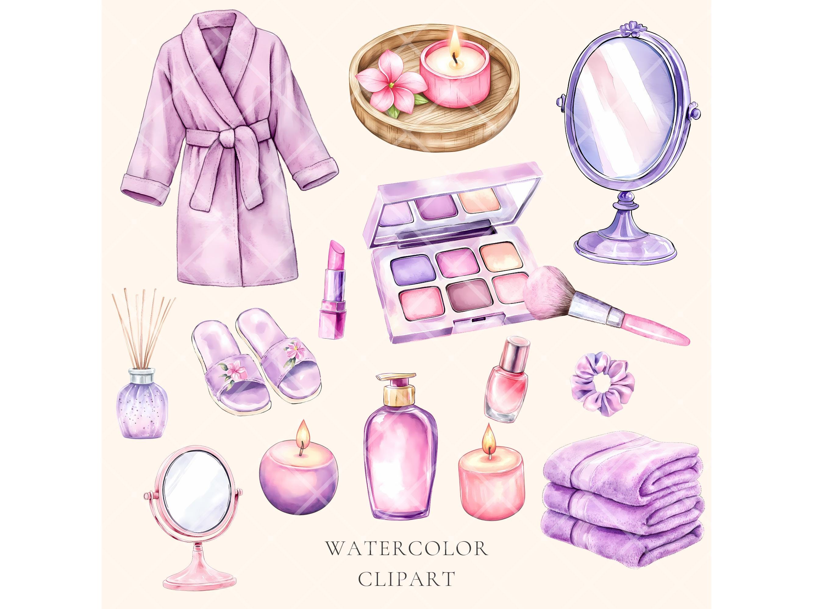 Watercolor Spa Clipart Spa Party Clipart Spa Girls Kids Birthday ...