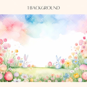 Watercolor Easter Clipart Bundle Pastel Rainbow Easter Spring Clipart ...