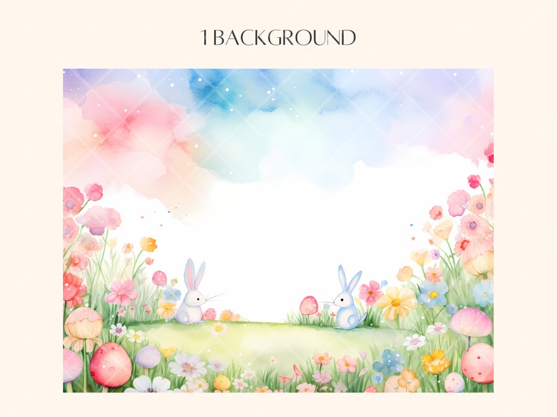 Watercolor Easter Clipart Bundle Pastel Rainbow Easter Spring Clipart ...