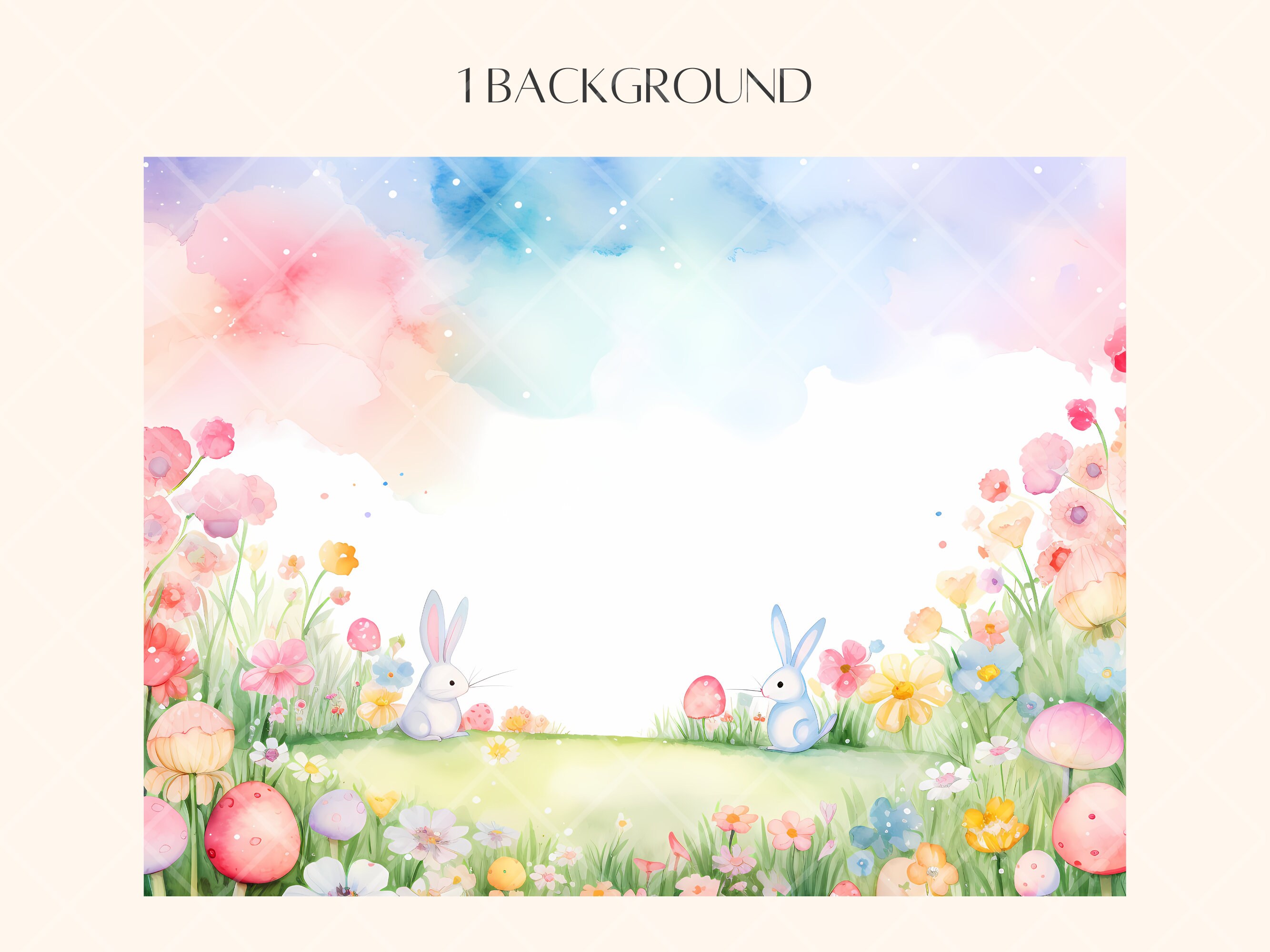Watercolor Easter Clipart Bundle Pastel Rainbow Easter Spring Clipart ...