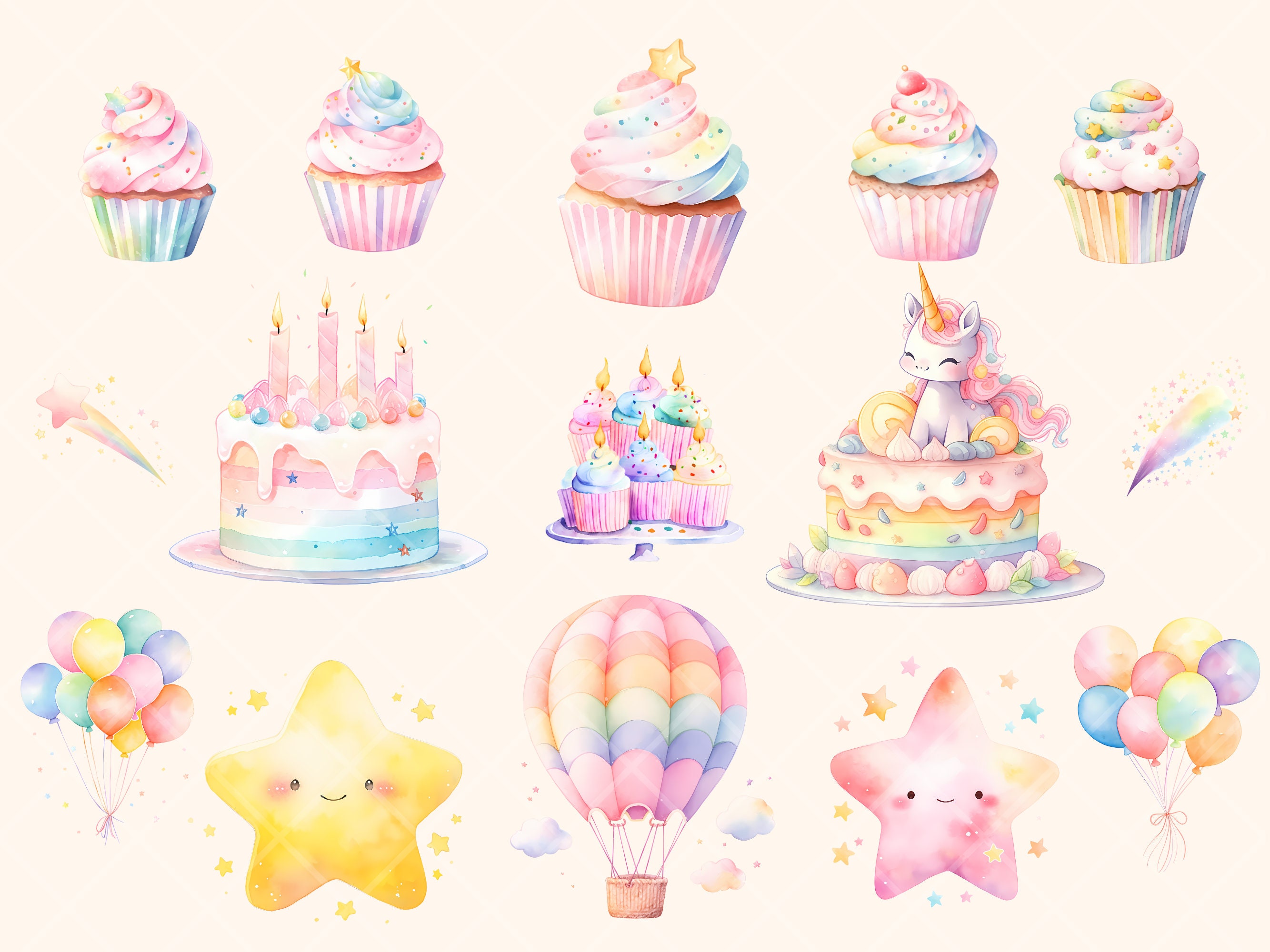 Cute Unicorn Clipart Rainbow Birthday Unicorn PNG Magic Unicorn Clipart ...